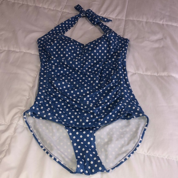 Ruby Ribbon | Swim | Ruby Ribbon Blue And White Polka Dot One Piece ...